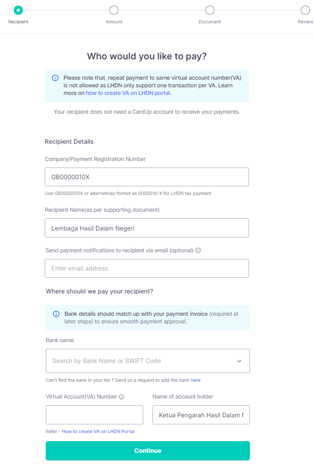 How do I setup my personal income tax payment to LHDN through CardUp ...
